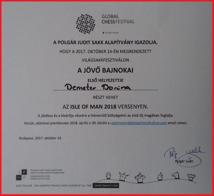 Demeter Dorina nyerte a 2017. évi "A JÖVŐ BAJNOKAI" sakkversenyt Polgár ...