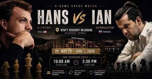 LIVE! - Hans Niemann 1,5 - 2,5 Ian Nepomniachtchi 2026. máj. 29. – 2026 ...